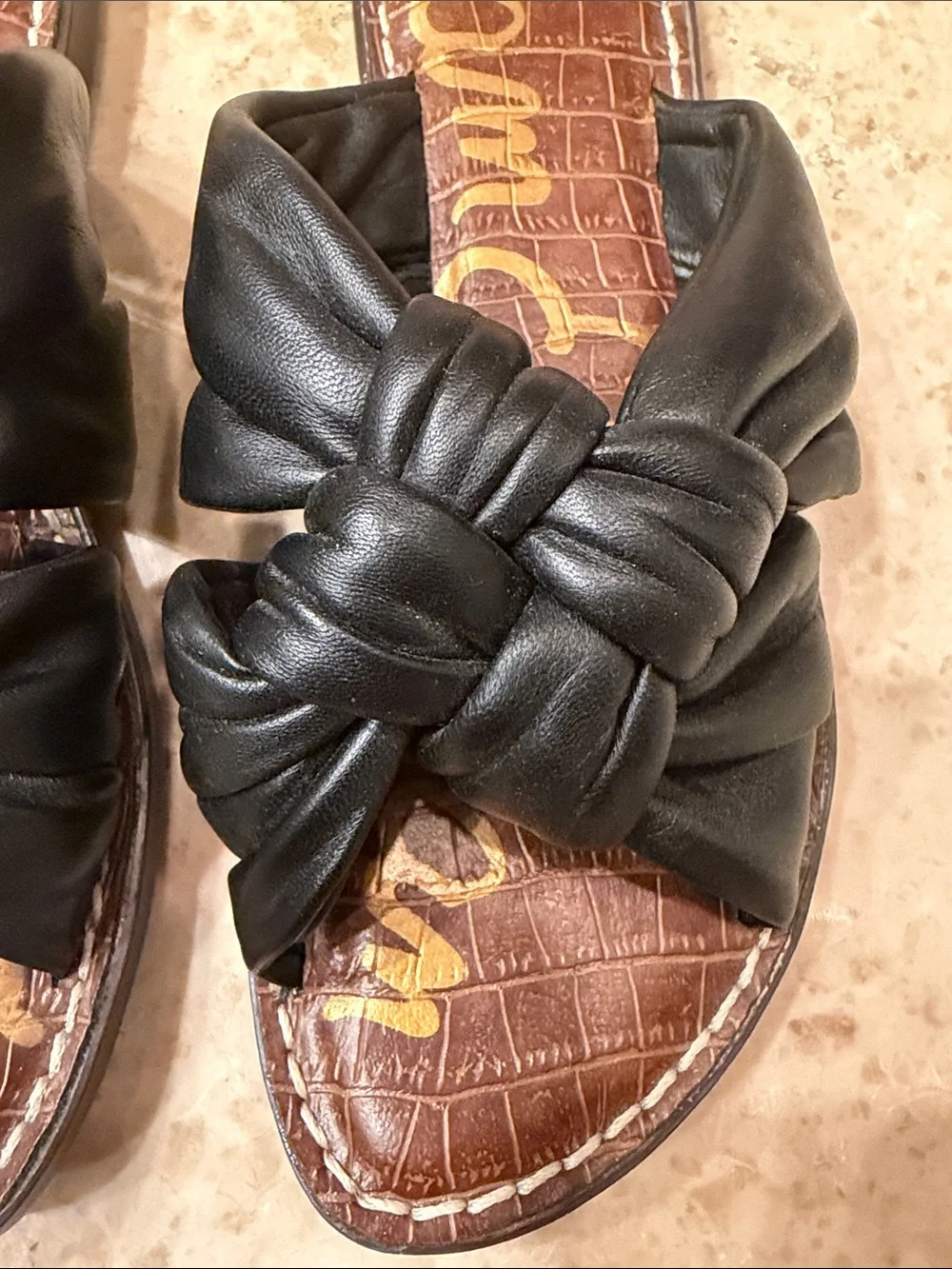 Sam Edelman | Shoes | Sam Edelman Black Knotted Leather Slide Mules ...